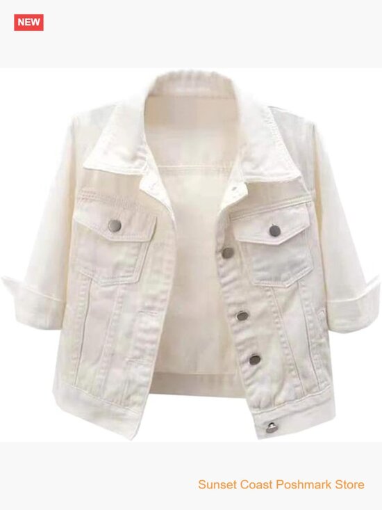 Jackets & Coats | Womens Cropped Denim Jacket 34 Sleeve Lightweight ...